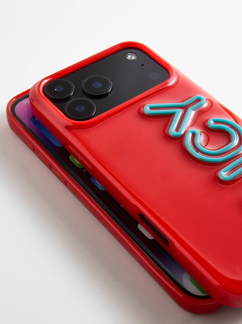Fine Line Custom iPhone Case - Red/Teal Blue – BaubleBar