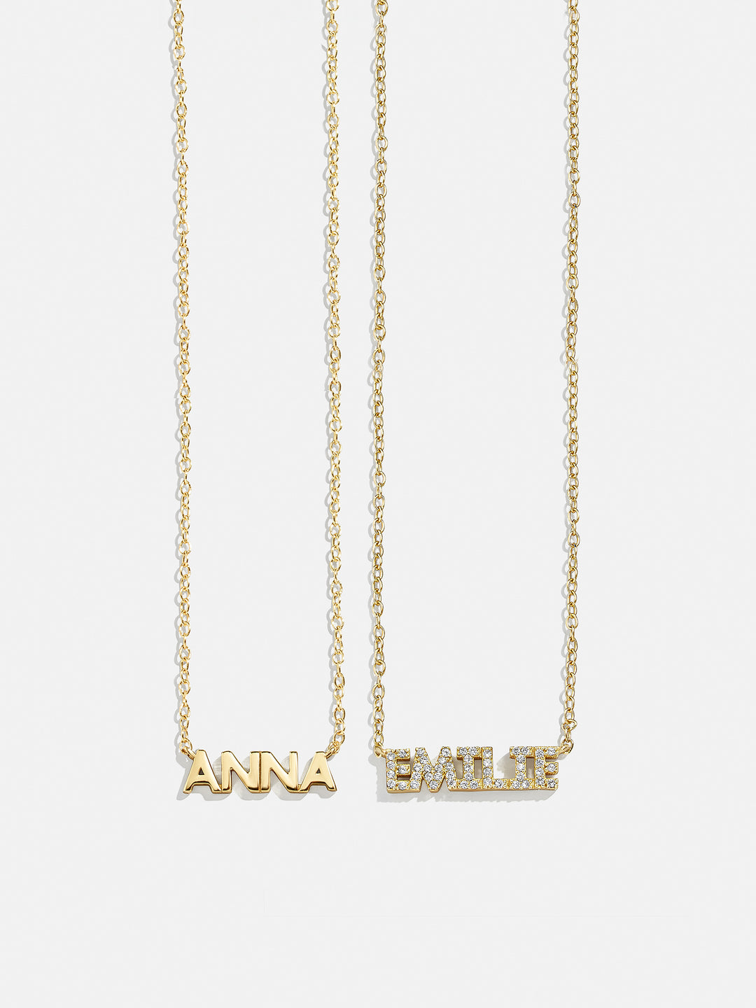 14K Gold Custom Nameplate Necklace - Mini Block – Cubic zirconia, 14K ...
