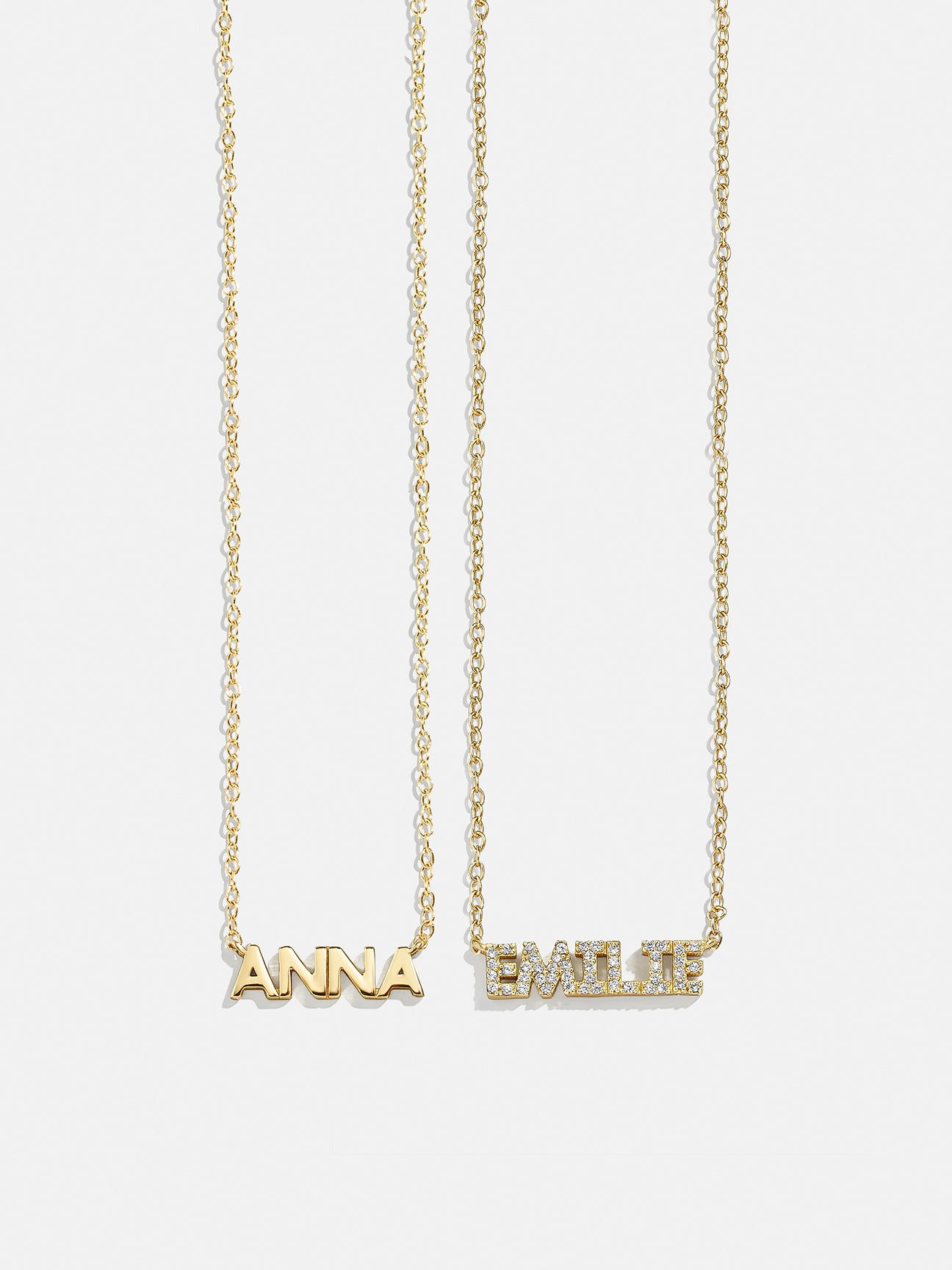 14K Gold Custom Nameplate Necklace - Mini Block – Cubic zirconia, 14K ...