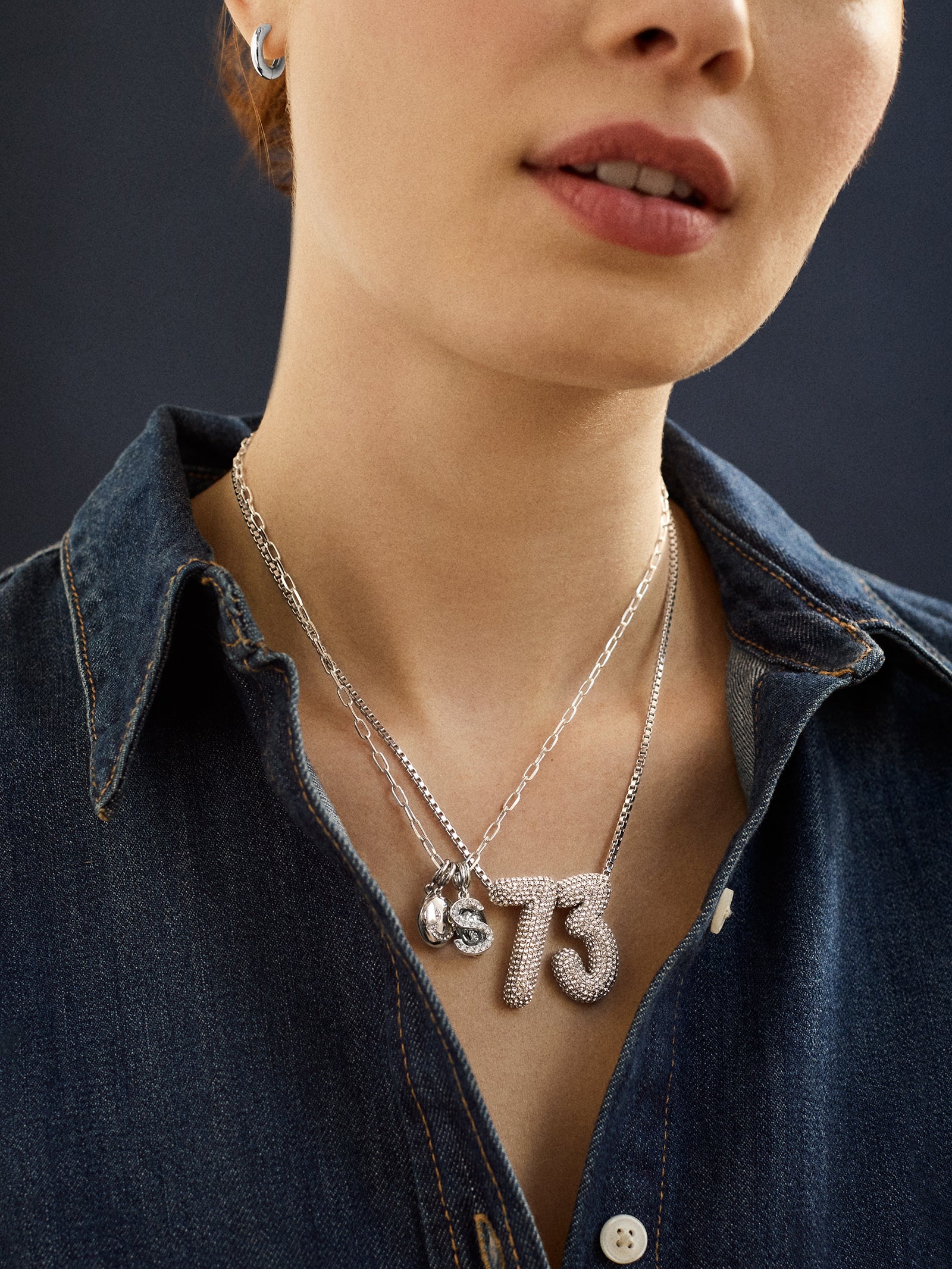 Lucky Number Bubble Necklace - Silver – Custom number necklace – BaubleBar