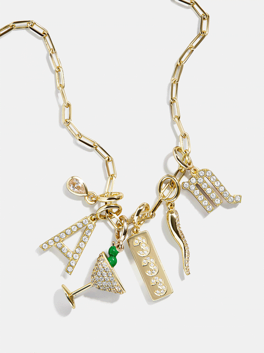 Cluster Charm Necklace - Paperclip Chain – Customizable charm necklace ...