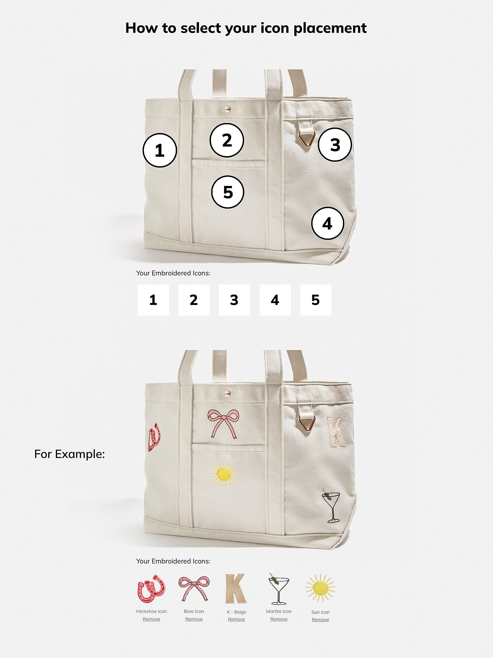 Medium Custom Icon Tote - Medium – Hand select 5 icons to personalize ...