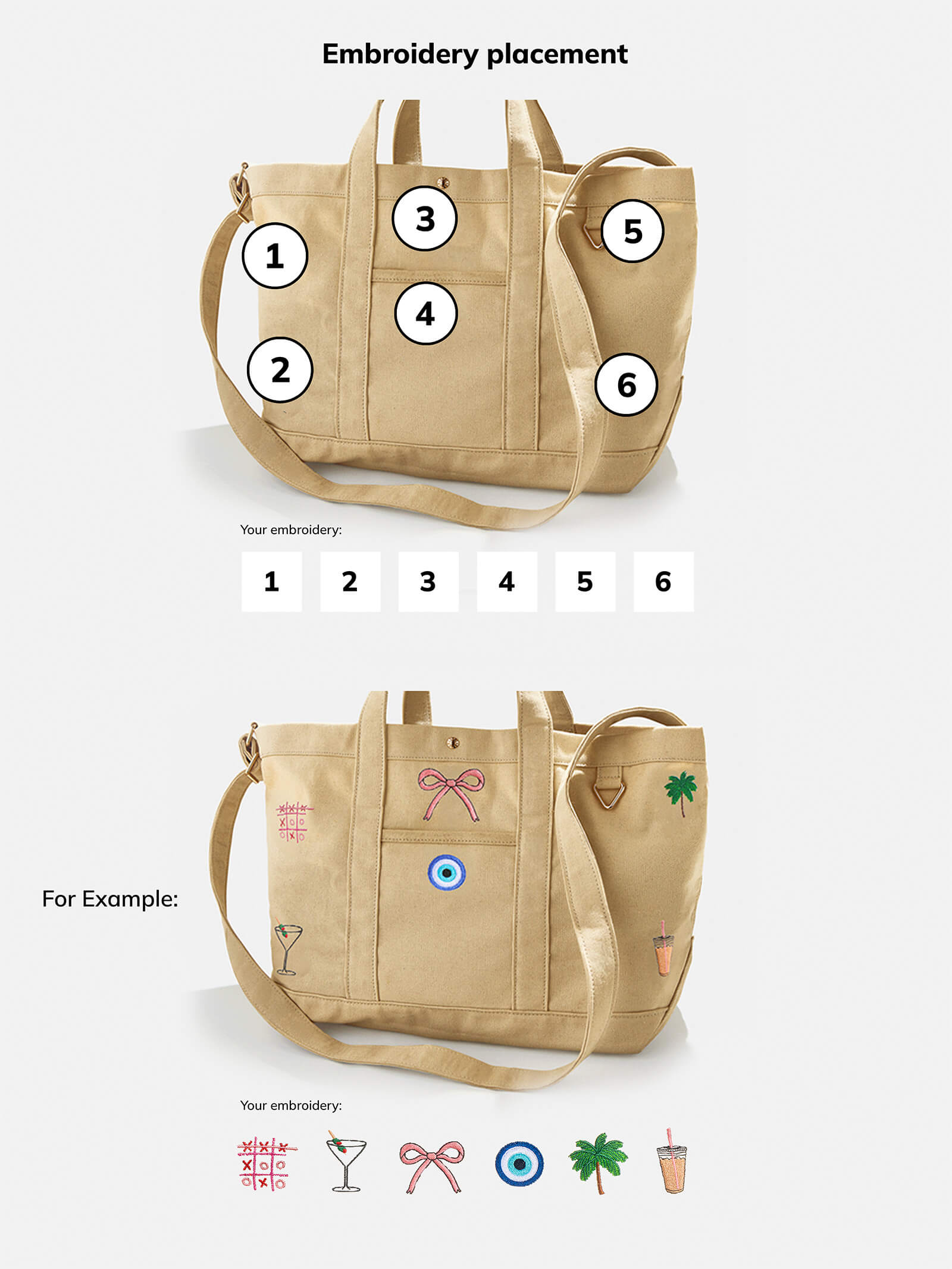 Large Custom Icon Tote - Large – Hand select 6 icons to personalize ...