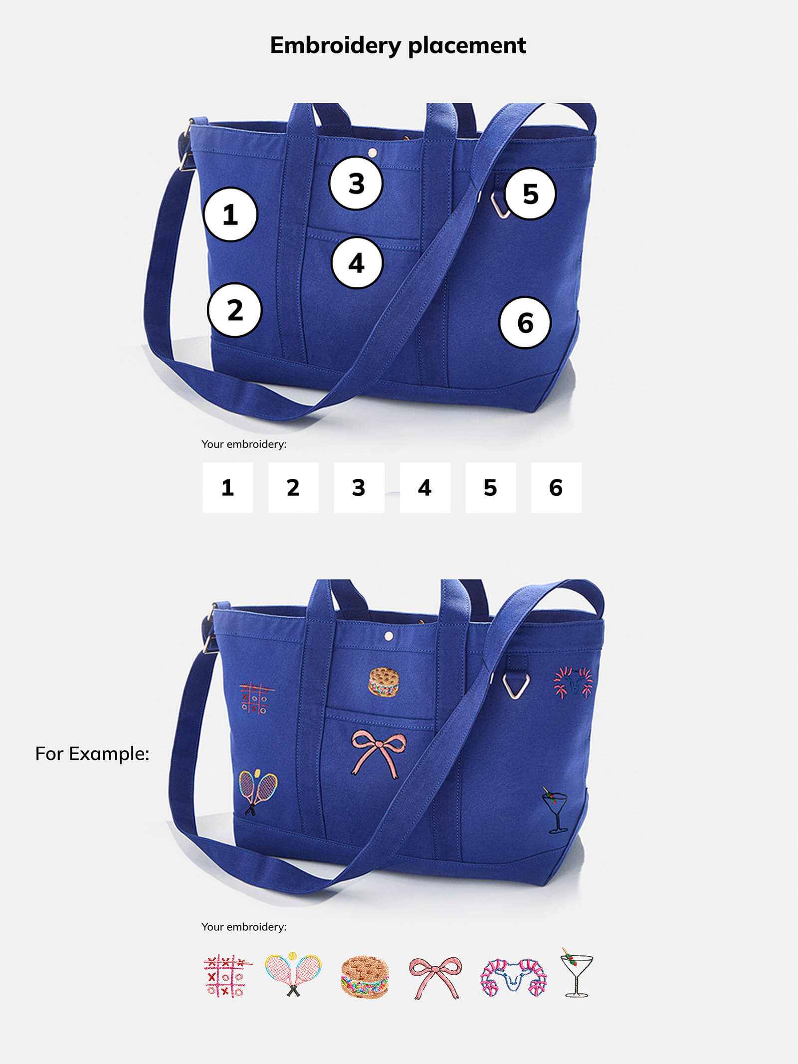 Large Custom Icon Tote - Large – Hand select 6 icons to personalize ...