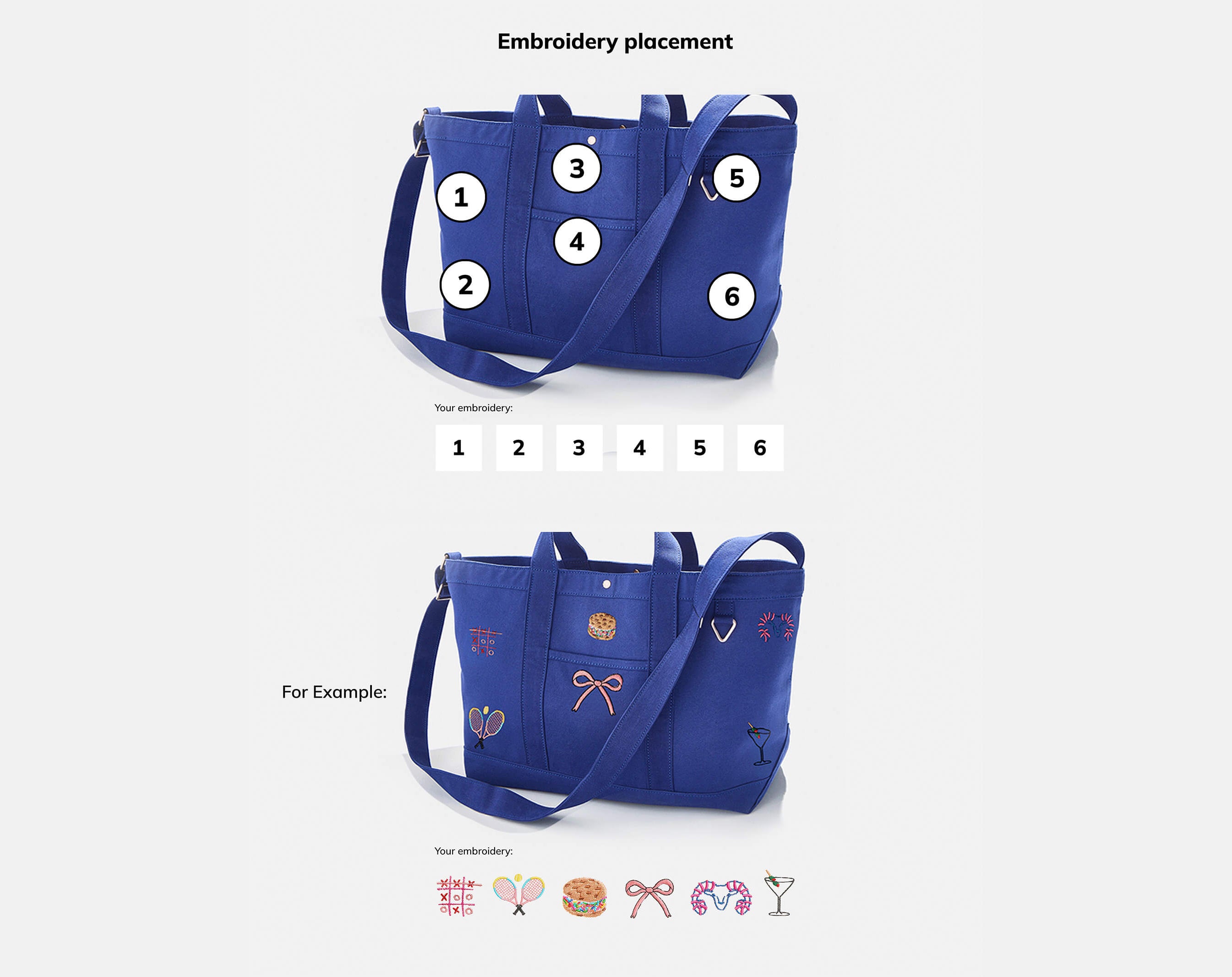 Large Custom Icon Tote - Large – Hand select 6 icons to personalize ...