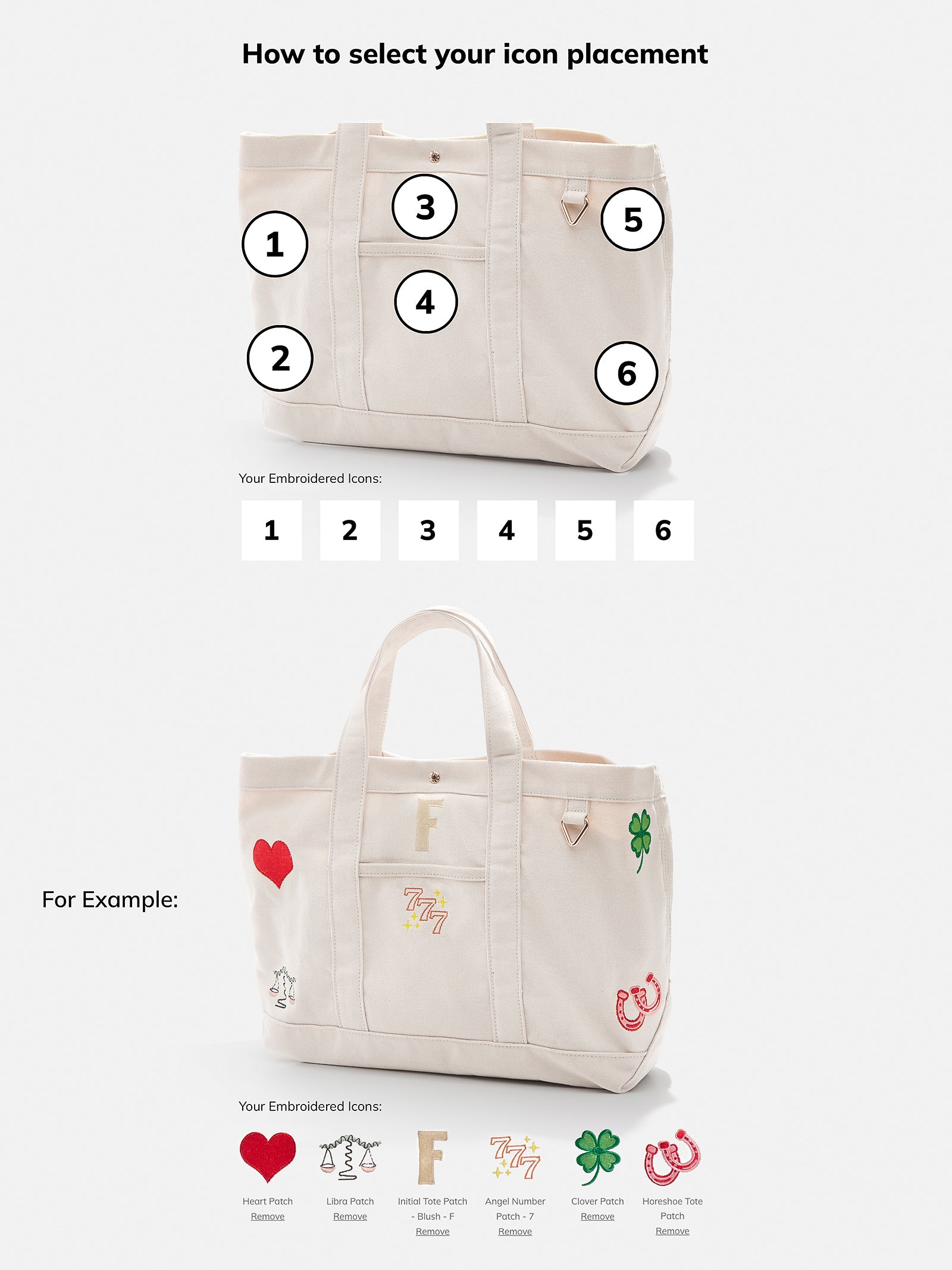Large Custom Icon Tote - Large – Hand select 6 icons to personalize ...