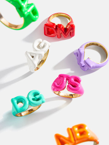 Double Initial Custom Block Ring - Hot Pink – Ends Tonight: Enjoy 15% ...