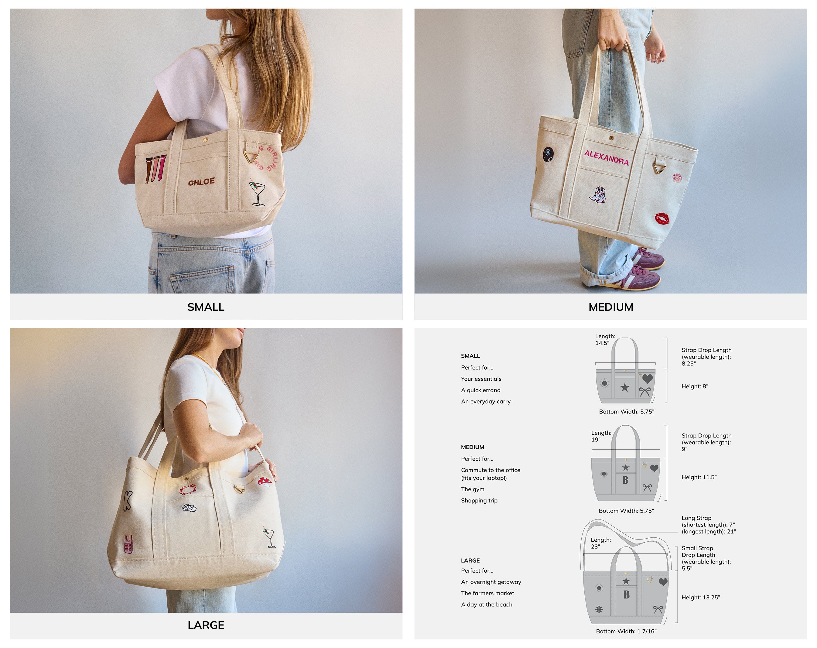 Medium Custom Icon Tote - Medium – Hand select 5 icons to personalize ...