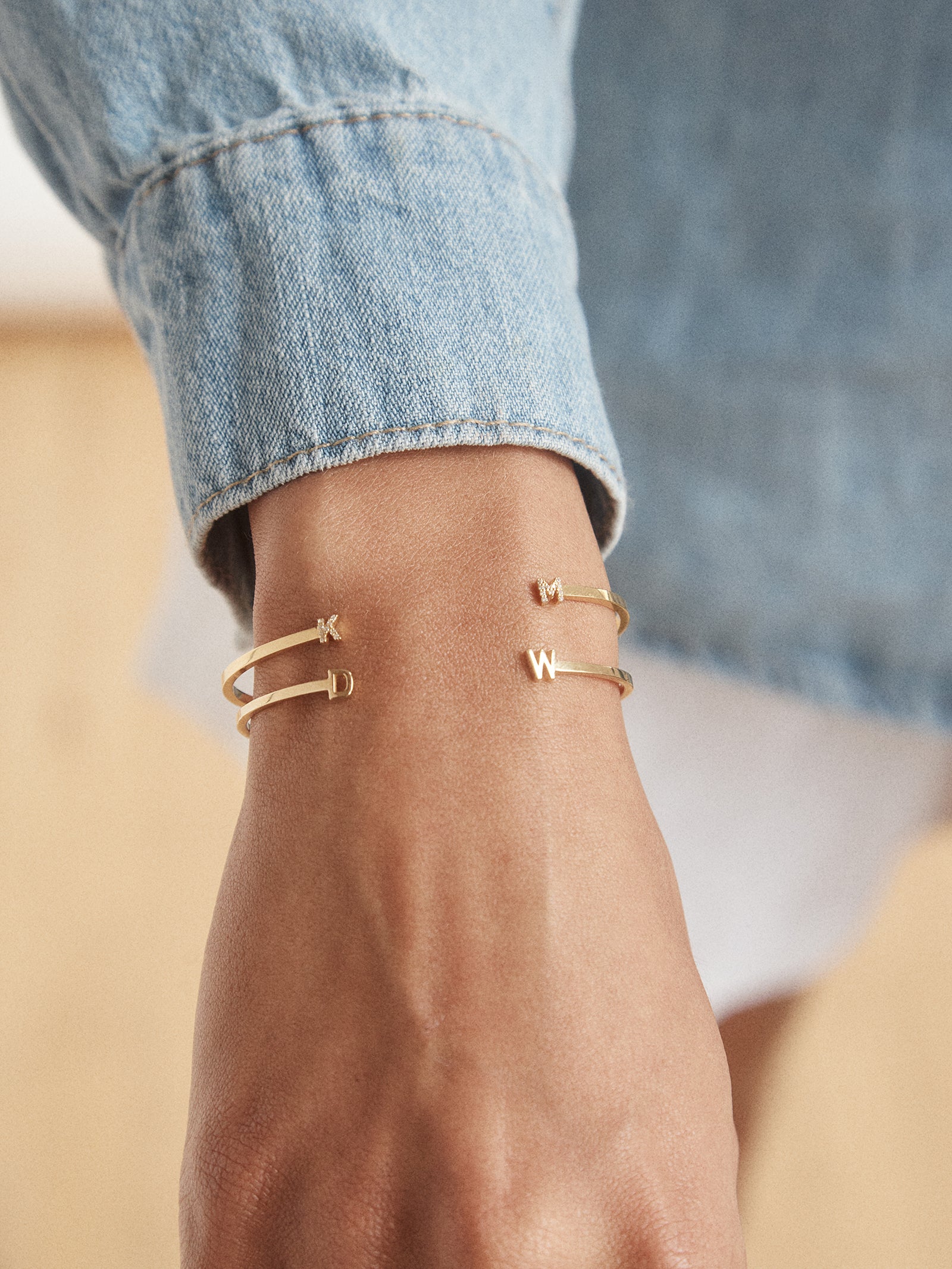 18K Gold Double Initial Custom Cuff Bracelet - Gold/Pavé – 25% Off Custom Gifts: The Annual ...