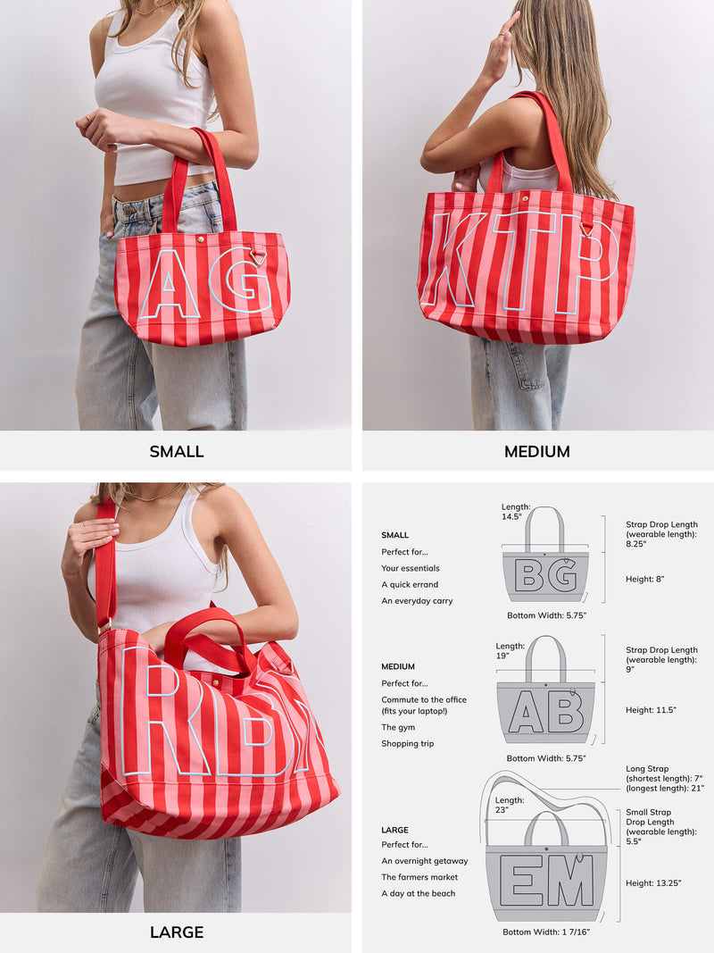 Striped Custom Alpha Tote - Custom Riviera – Customizable day bag ...