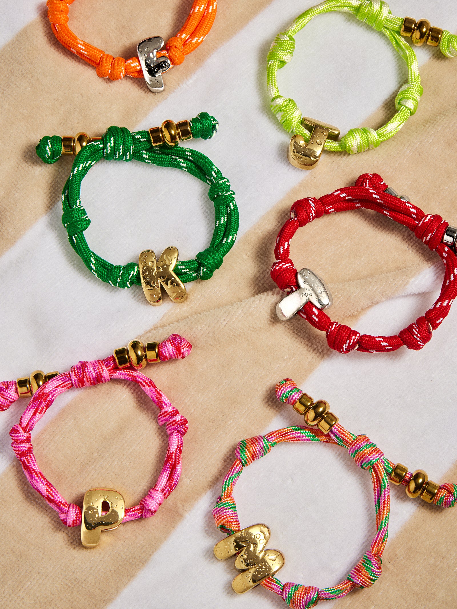 Knotty Initial Bracelet - Lime Green – Initial waterproof paracord bracelet – BaubleBar