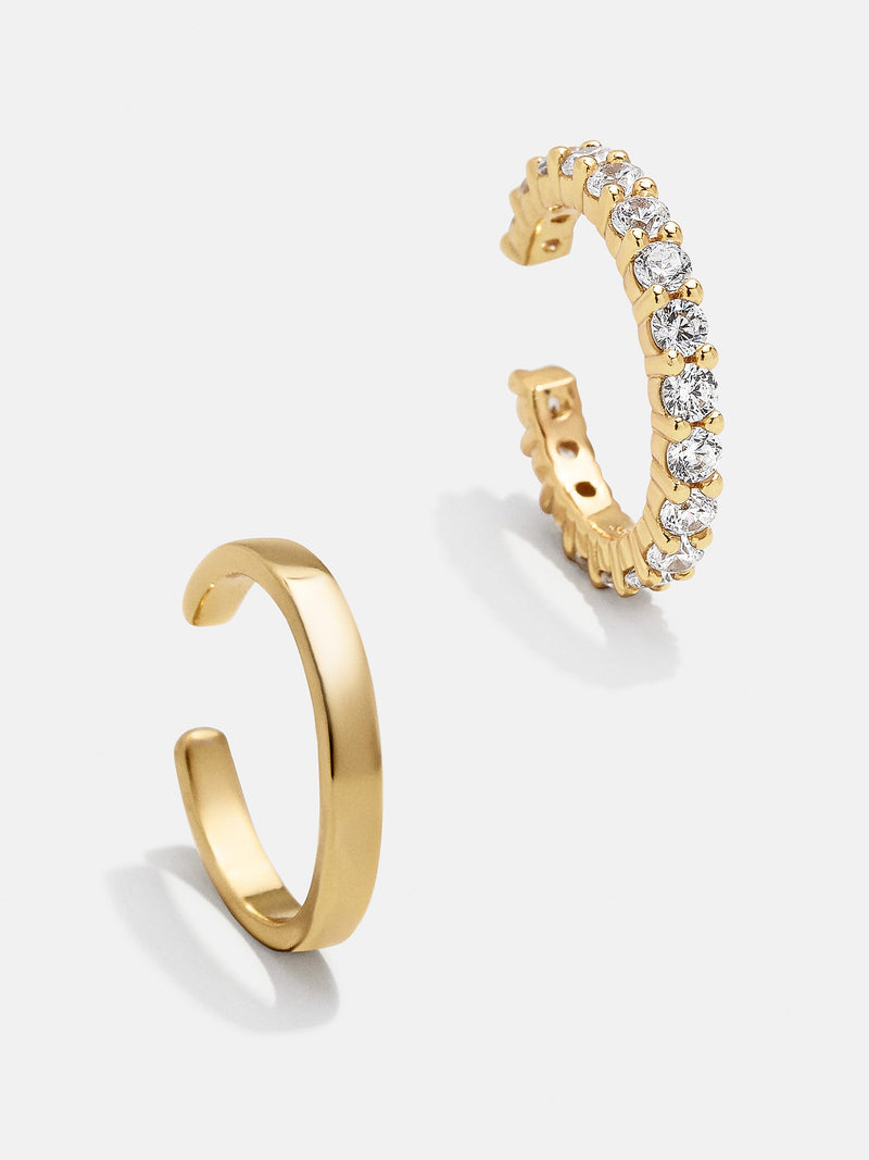 Leidy 18K Gold Ear Cuff - Clear – 18K Gold Plated Sterling Silver, Cubic Zirconia stones – BaubleBar