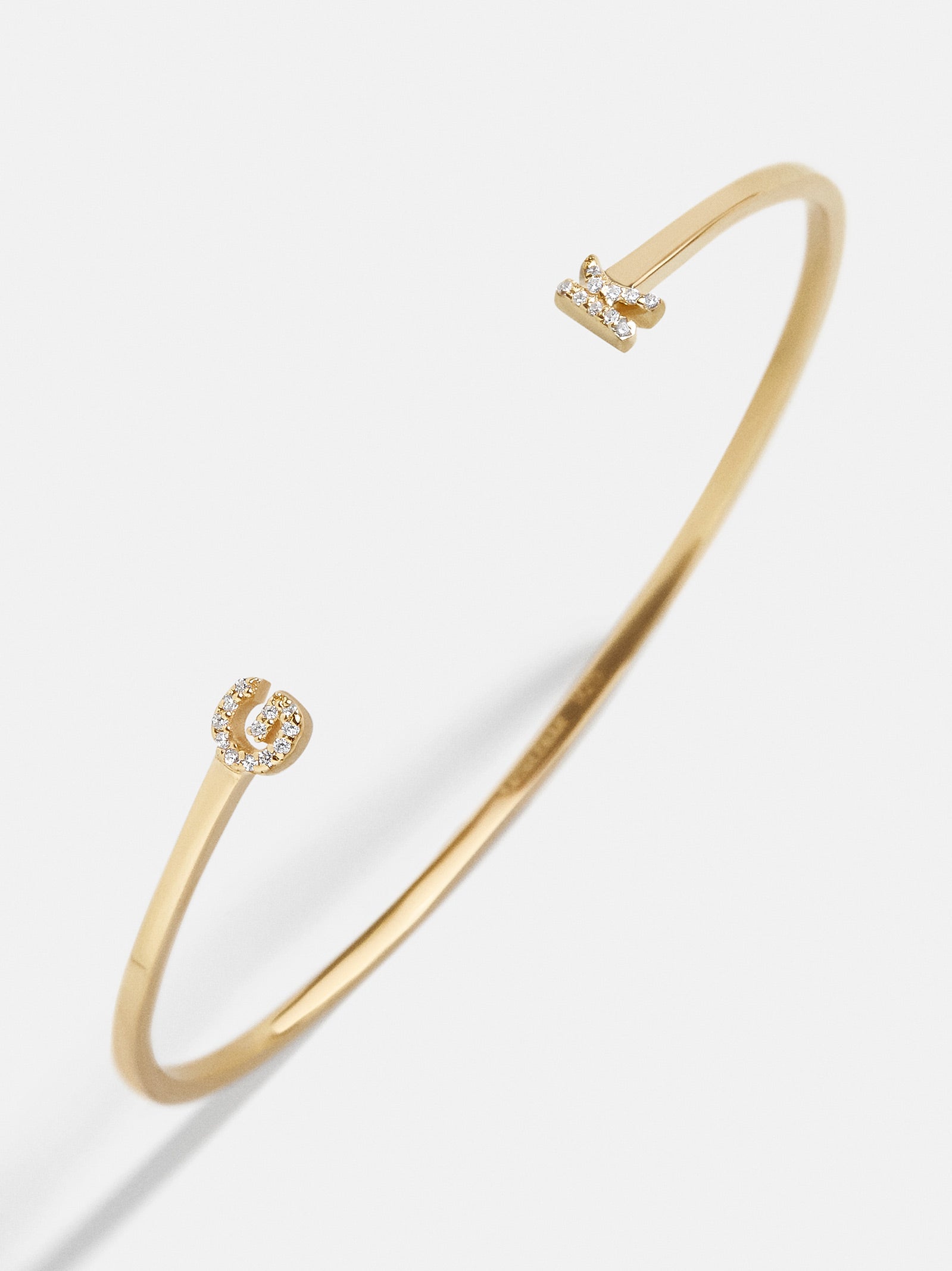 18K Gold Double Initial Custom Cuff Bracelet - Gold/Pavé – 18K Gold Plated Sterling Silver ...