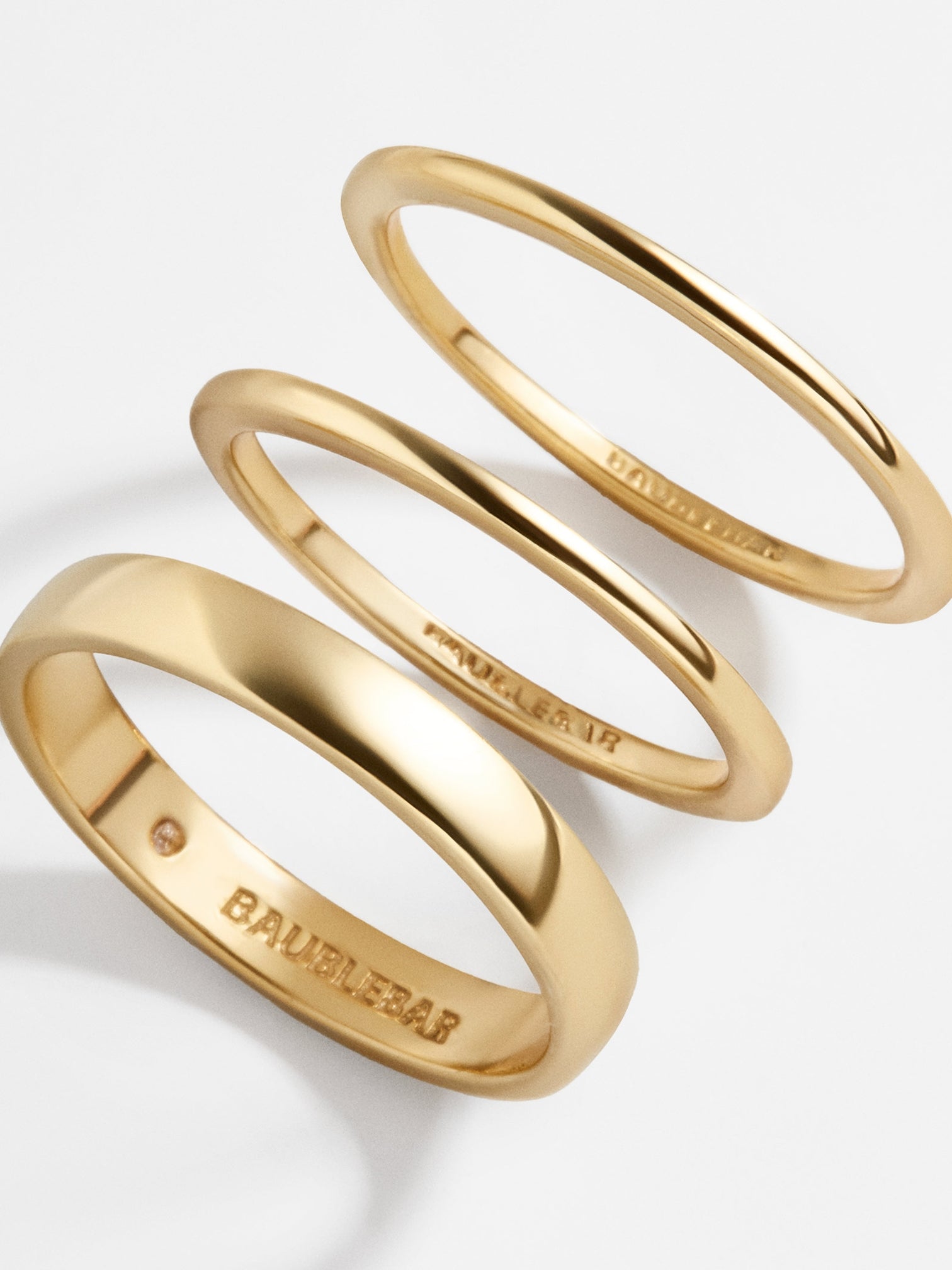 Tris 18K Gold Ring Set - Gold – Set of three 18K gold plated sterling ...