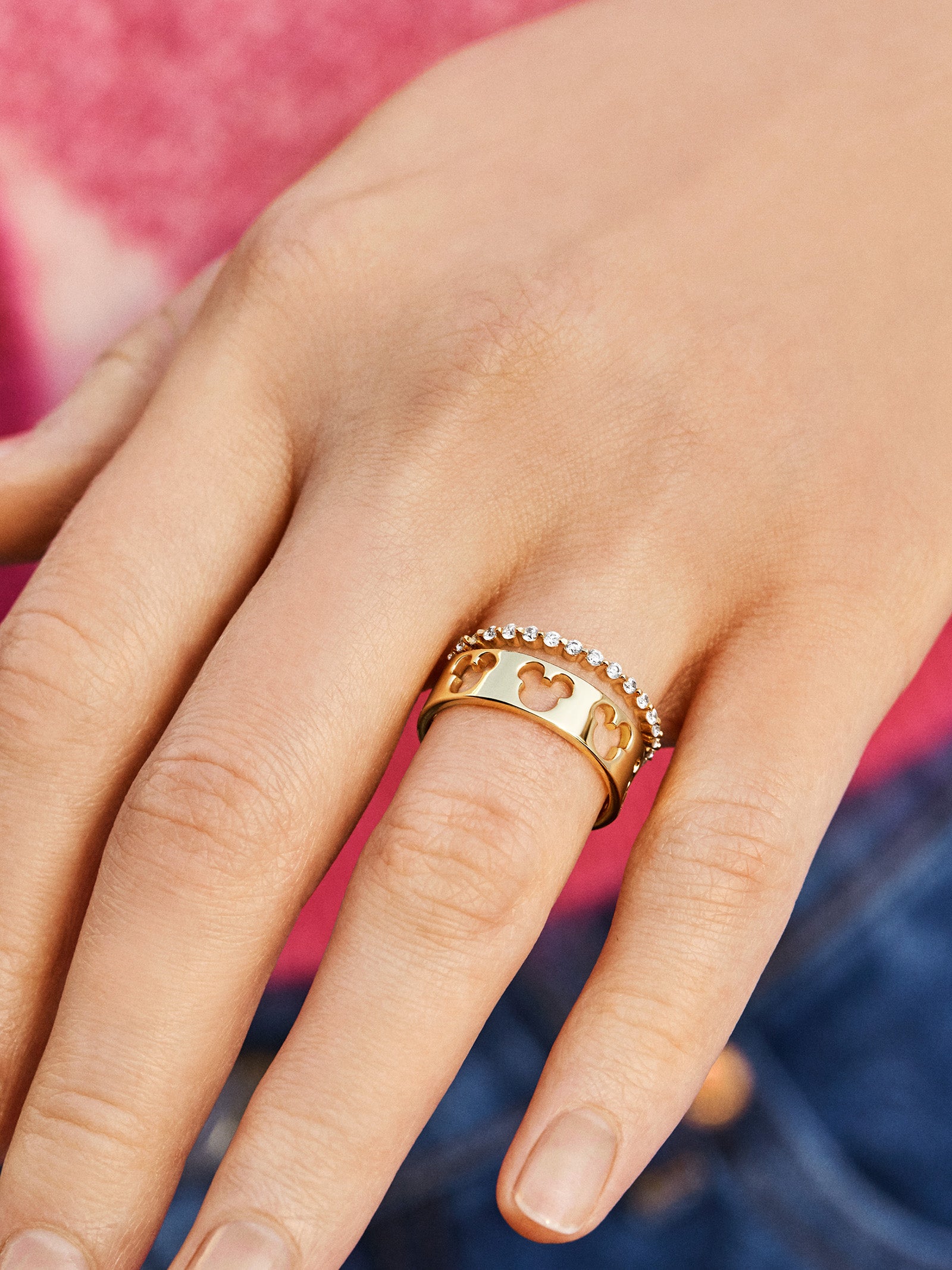 Mickey Mouse Outline 18K Gold Ring - Gold – 18K Gold Plated Sterling ...