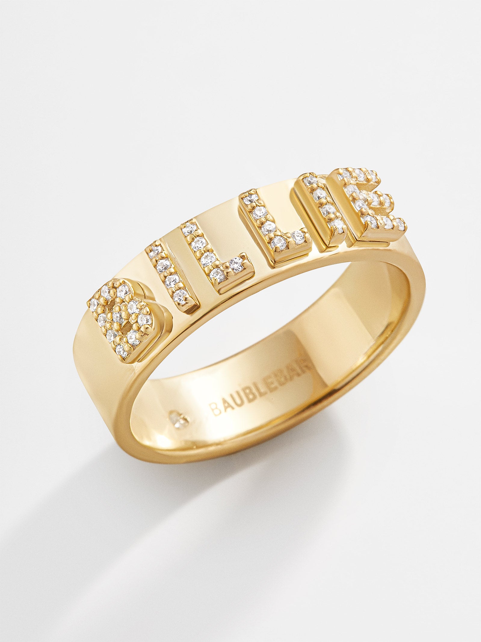 18K Gold Custom Block Ring - 18K Gold. Pavé Cubic Zirconia Stones ...